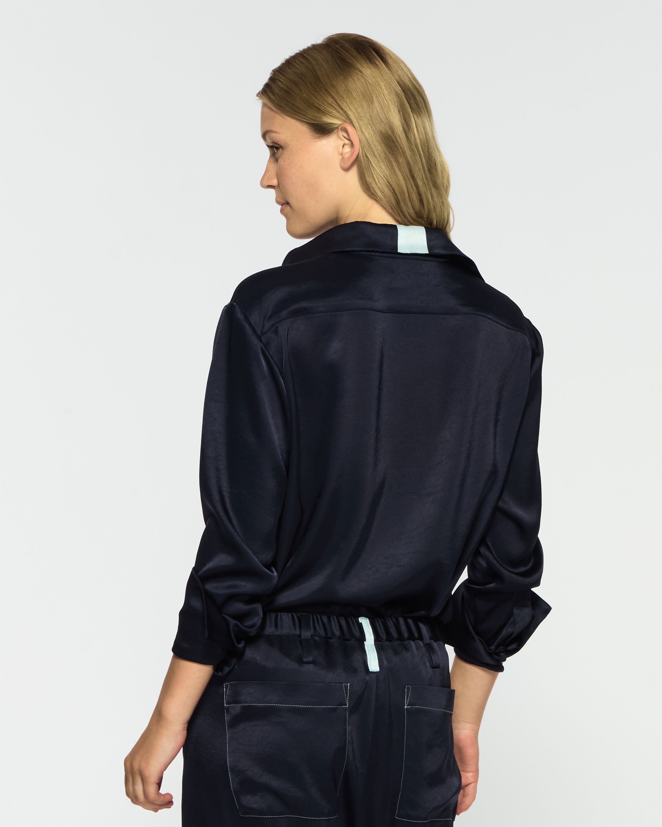 Serena Bute London Satin Paris Shirt - Navy Blue for Womens Ladies ...